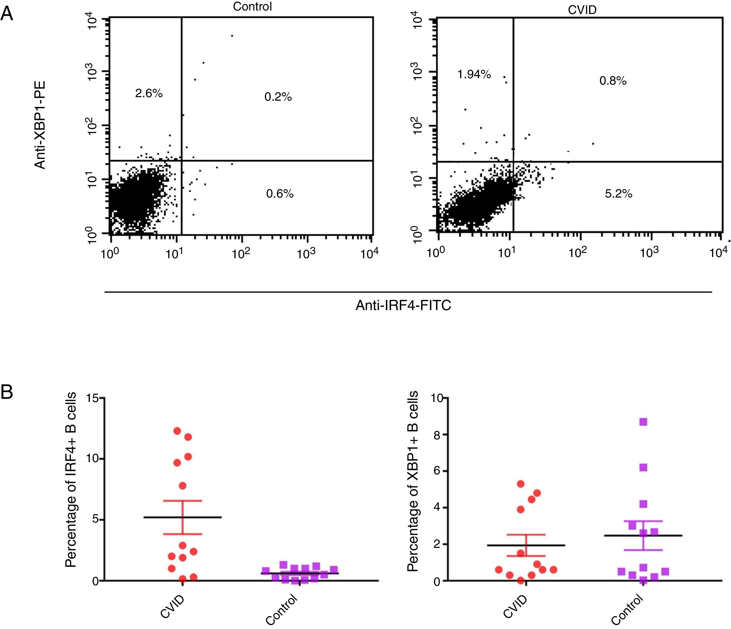 Increased IRF4 expression in isolated B cells from common variable ...