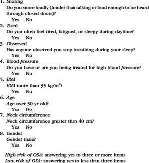 Patients with a high risk for obstructive sleep apnea syndrome ...